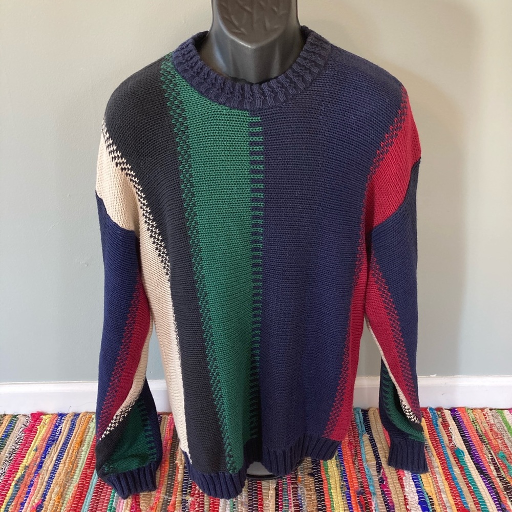80s Colorblock Ski Sweater In Living Color Large - Gem